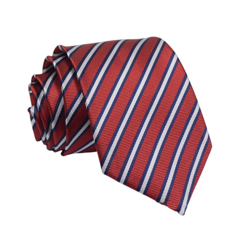 100% Polyester Woven Red Business Tie in Stripe – Capex