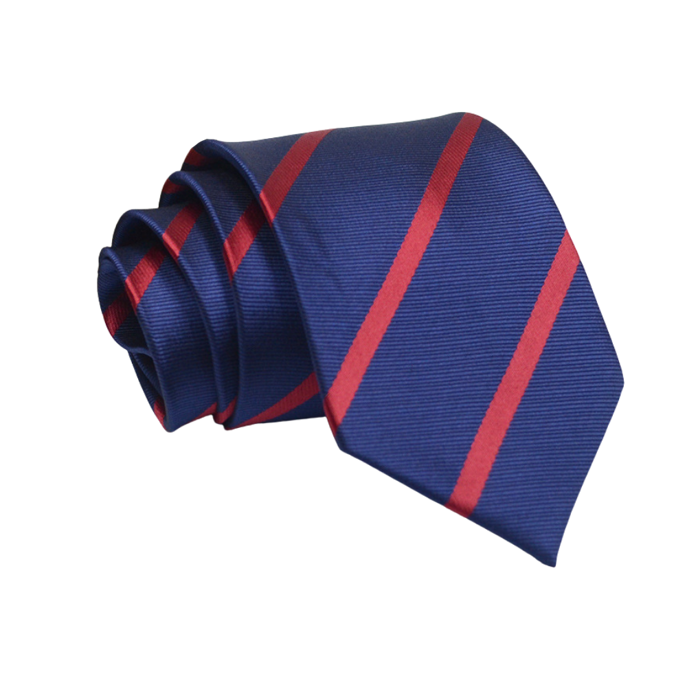 100% Polyester Woven Blue Business Tie in Red Stripe – Capex